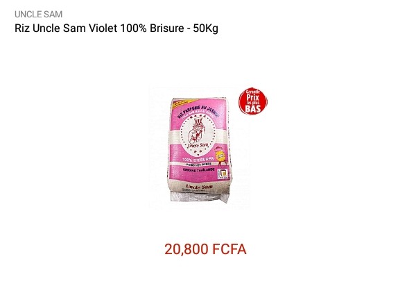 Alimentation Riz Uncle Sam - 50kg en Côte d'Ivoire - CoinAfrique Côte d'Ivoire